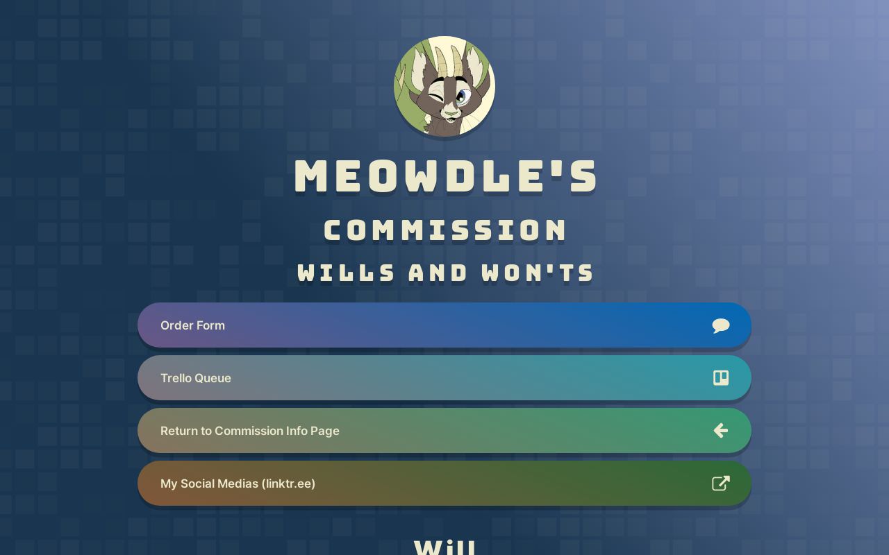 Meowdle's Commission Wills and Won'ts